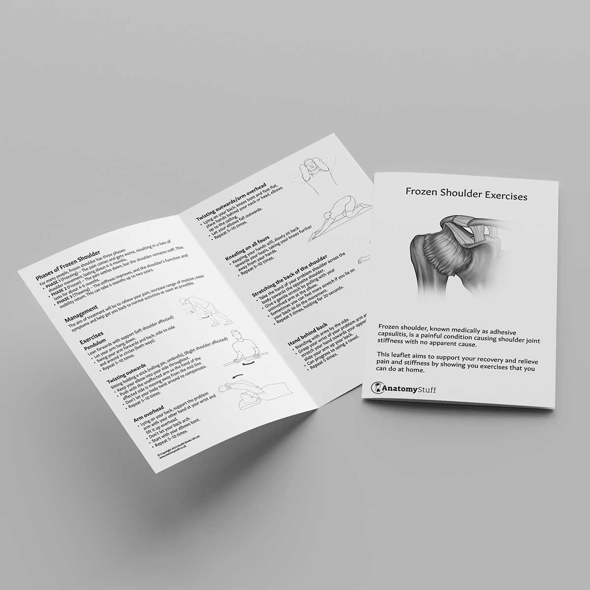 Frozen Shoulder Exercises Leaflet (Printable PDF) | Physiotherapy ...