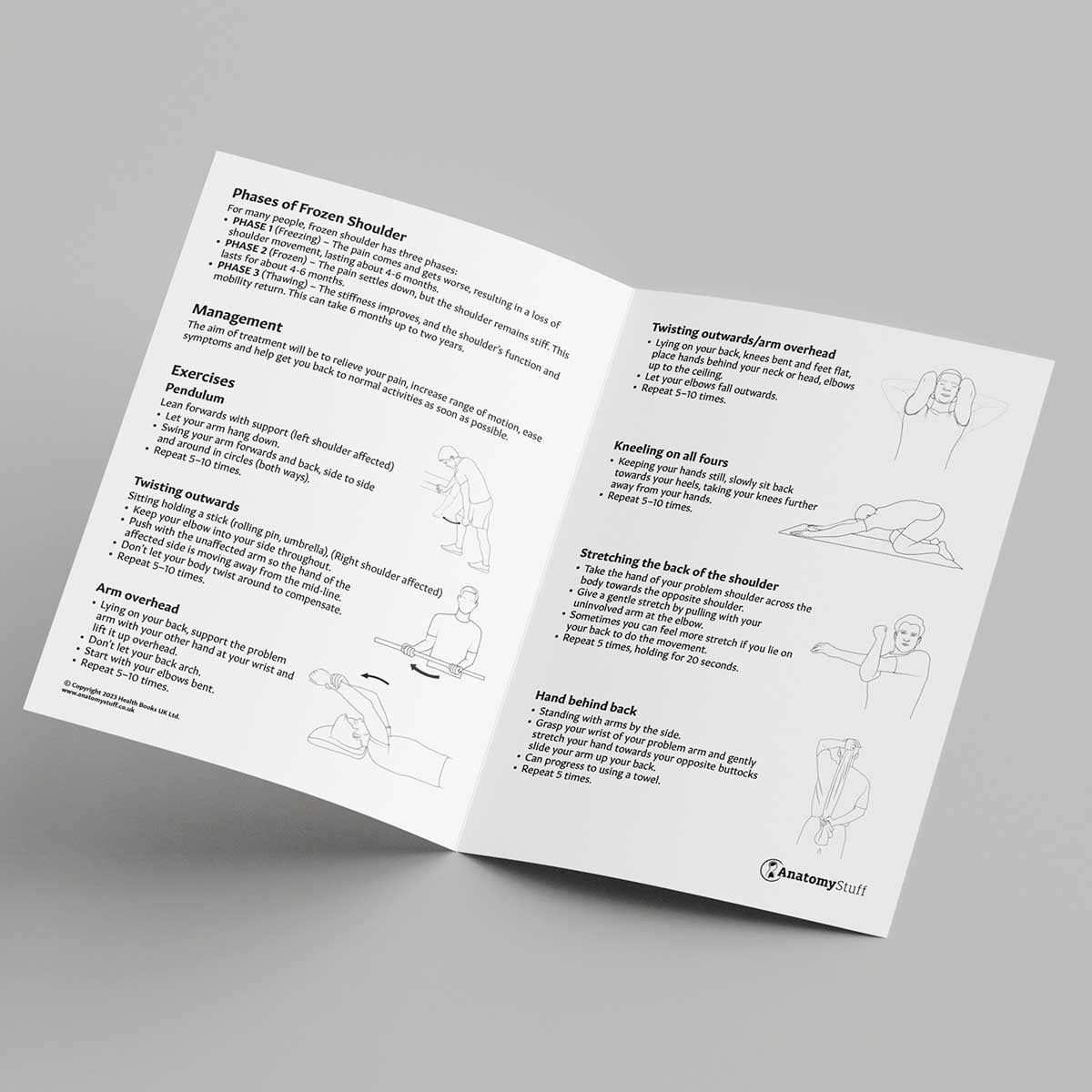 Frozen Shoulder Exercises Leaflet (Printable PDF) | Physiotherapy ...