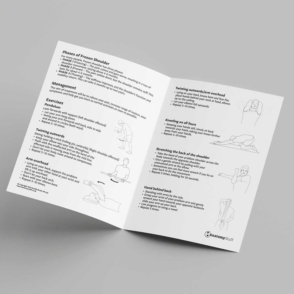 Frozen Shoulder Exercises Leaflet (Printable PDF) | Physiotherapy ...