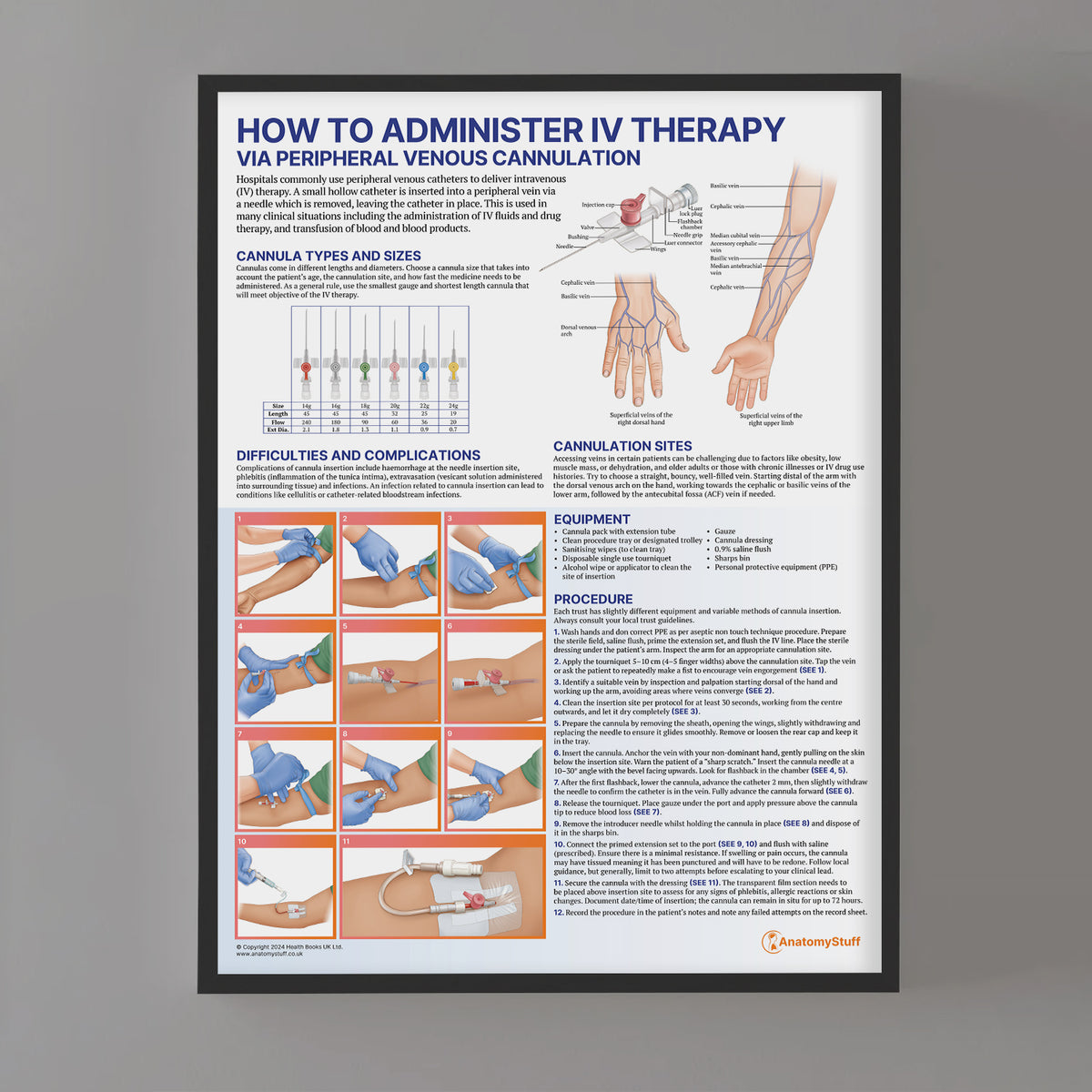 Intravenous Therapy Guide Poster | How to Administer IV Therapy Chart ...