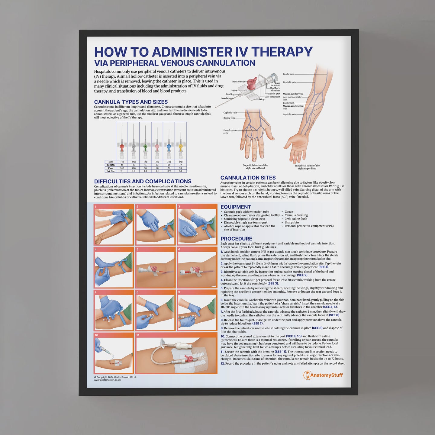 Intravenous Therapy Guide Poster | How to Administer IV Therapy Chart ...