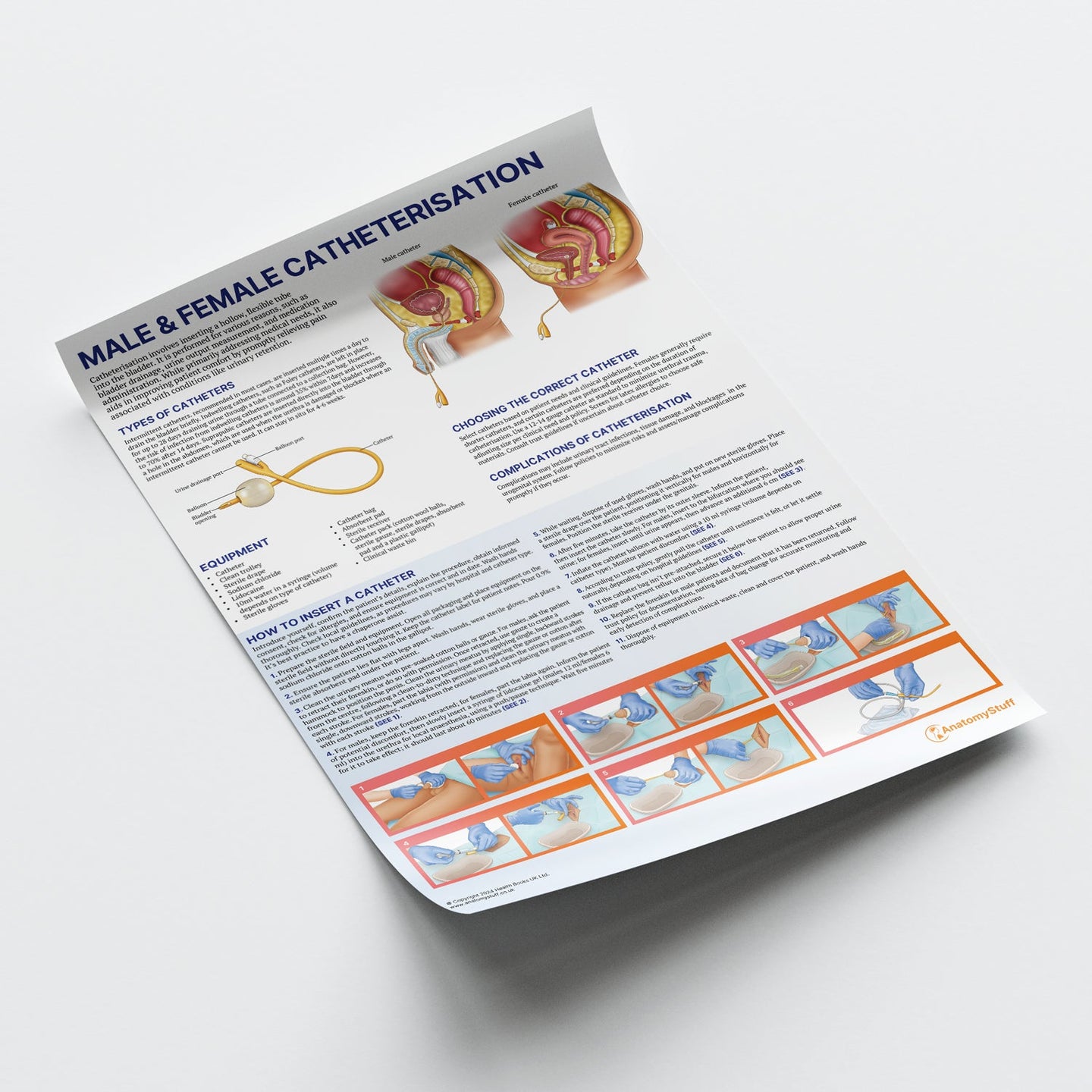 Male and Female Catheterisation Chart | Clinical Skills Training Poster ...